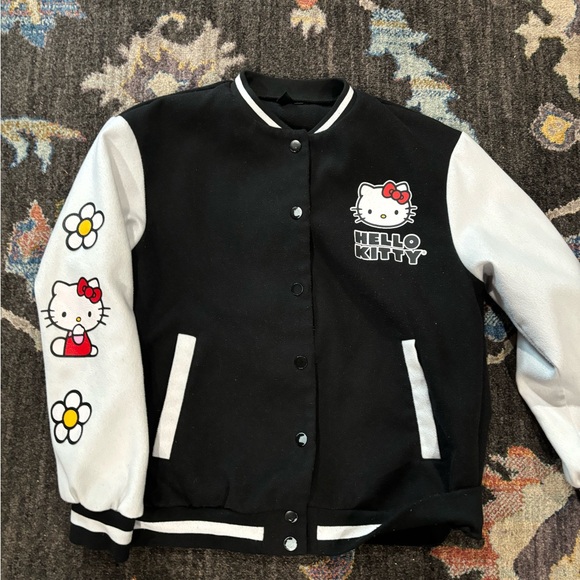 Hello Kitty | Jackets & Coats | Hello Kitty Black And White Varsity ...